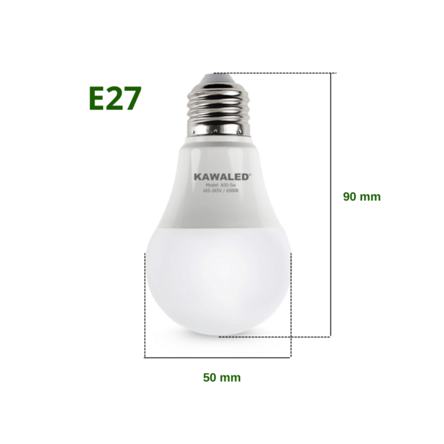 Bóng Đèn Led Bulb Tròn Thân Nhựa 5W - Công Suất 100% - Kawaled