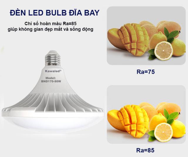 Đèn Led Đĩa Bay Thân Nhựa 50W Kawaled - Công suất 100%